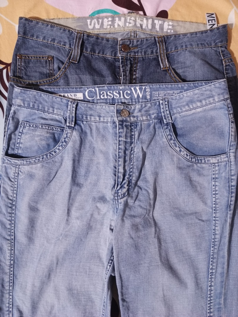 two Maong Denim Pants for 200, Men's Fashion, Bottoms, Jeans on Carousell