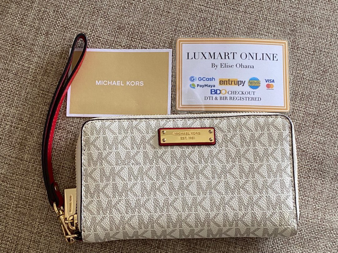 Michael Kors Wallet Money Pieces Signature White and Red Color, Luxury ...