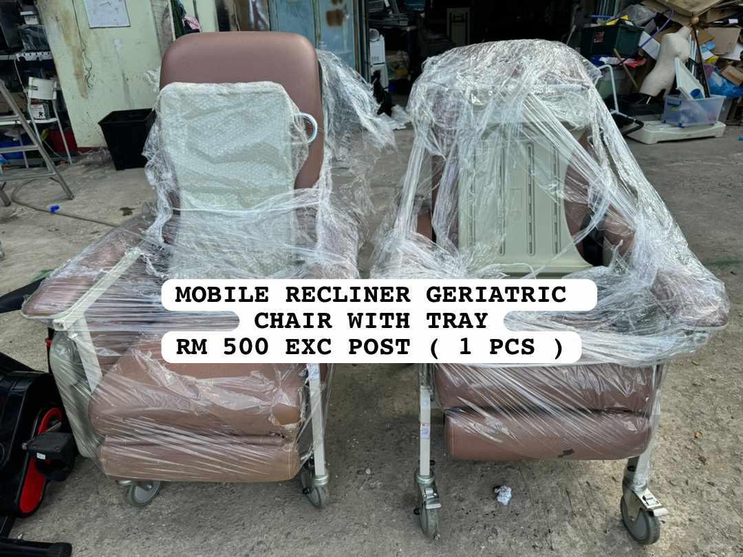 Mobile recliner geriatric chair with tray, Furniture & Home Living ...