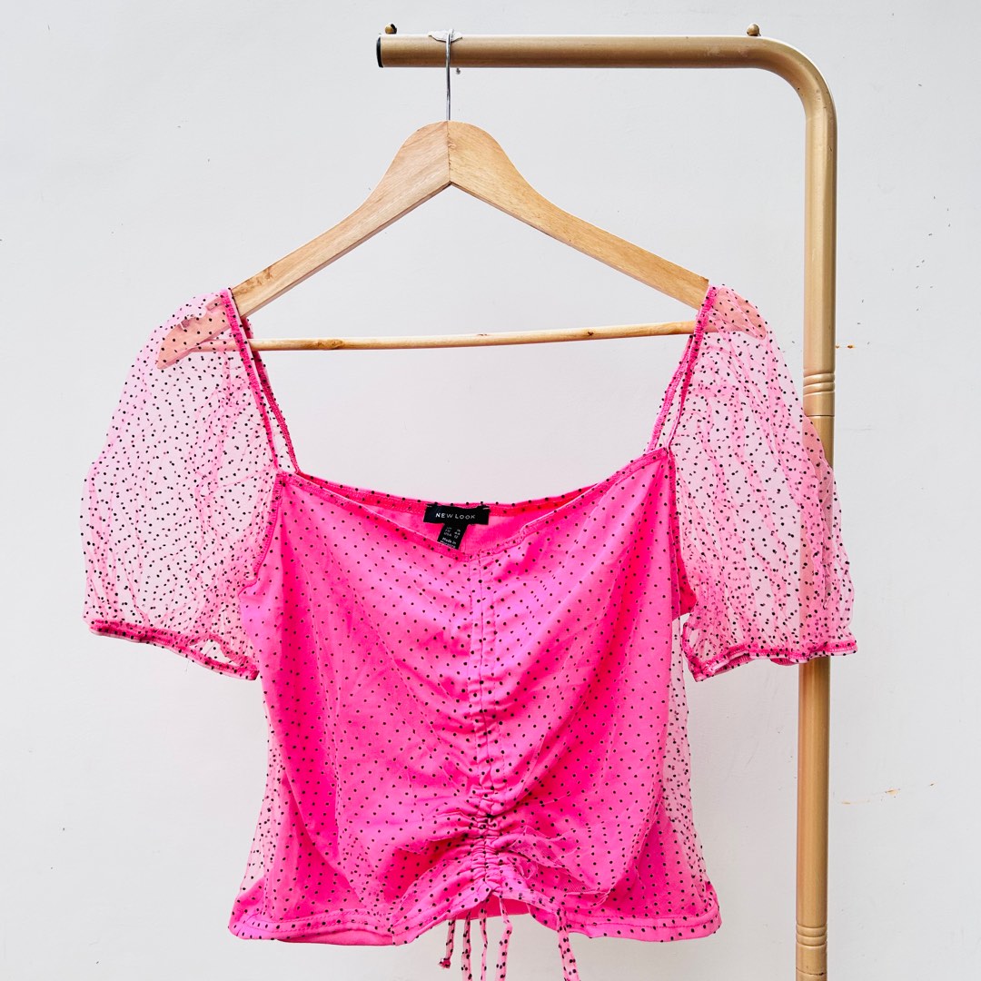 New Look Sheer Sleeves Top, Women's Fashion, Tops, Blouses on Carousell
