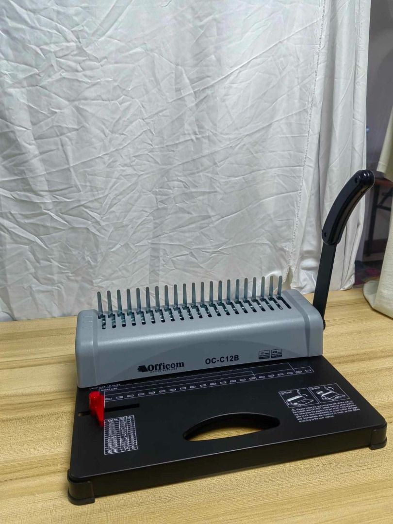 OFFICOM Comb Binding Machine C12B A4 Size 21 Hole binder 12 Sheet Punch ...