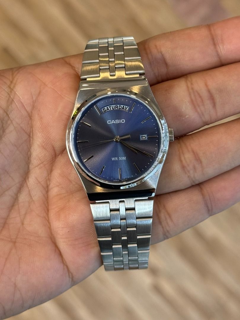 ORIGINAL CASIO Analog Blue Dial Day & Date Unisex Watch MTP-B146D-2A ...