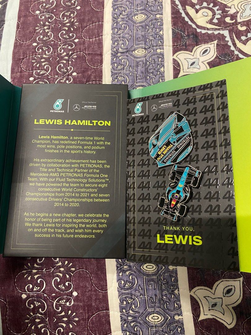 Petronas farewell limited edition Lewis Hamilton lapel pin with ...