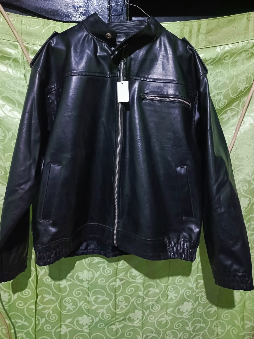 Rivet Jacket Faux Leather Jacket kulit sintetis model herington kerah ...