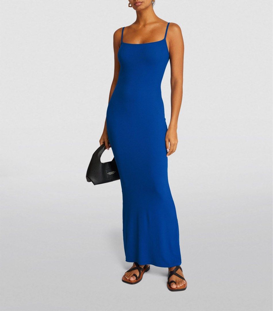 SKIMS SKIMS Soft Lounge Rib Long Stretch-modal Slip Dress - Cobalt Blue ...