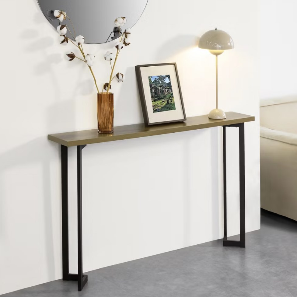 Slim Console Table With Metal Frame | Elegant Narrow Entryway Console ...