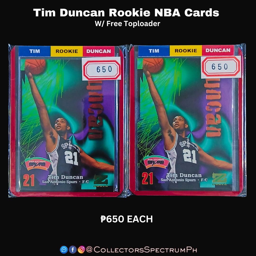 Tim Duncan 1998 Rookie Vintage Skybox NBA Cards with Free Toploader ...
