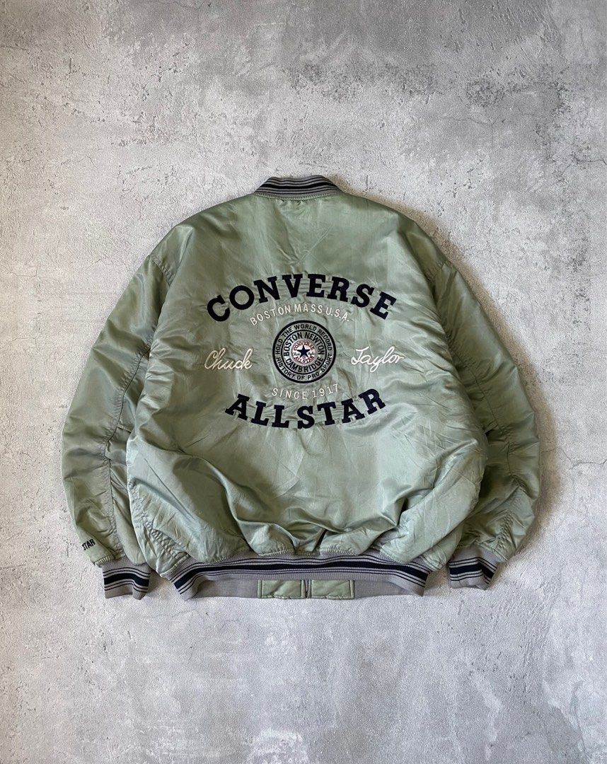 Vintage Converse All Star Boston Mass USA Bomber Varsity Jacket ...
