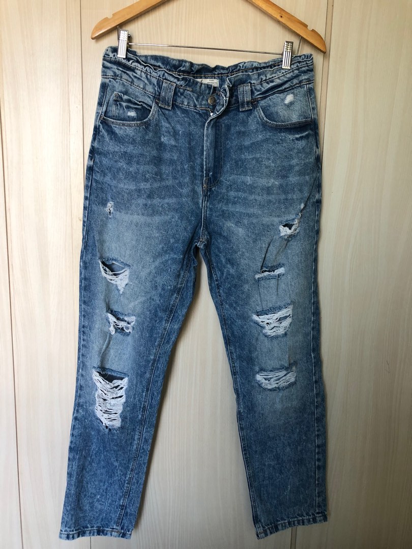 Zara tattered denim, Women's Fashion, Bottoms, Jeans on Carousell