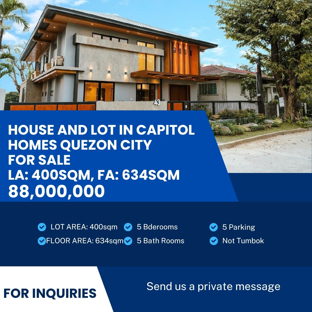 5BR House and Lot in Capitol Homes Quezon City For Sale, Property, For ...