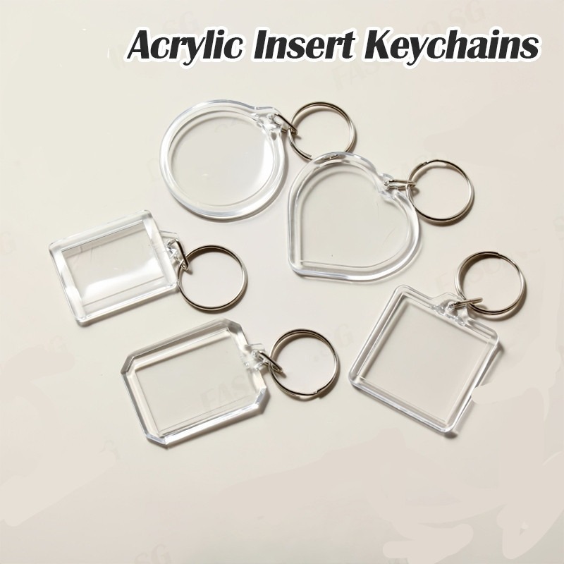 [6pcs]DIY Acrylic Insert Keychains Rectangle Transparent Blank Photo ...