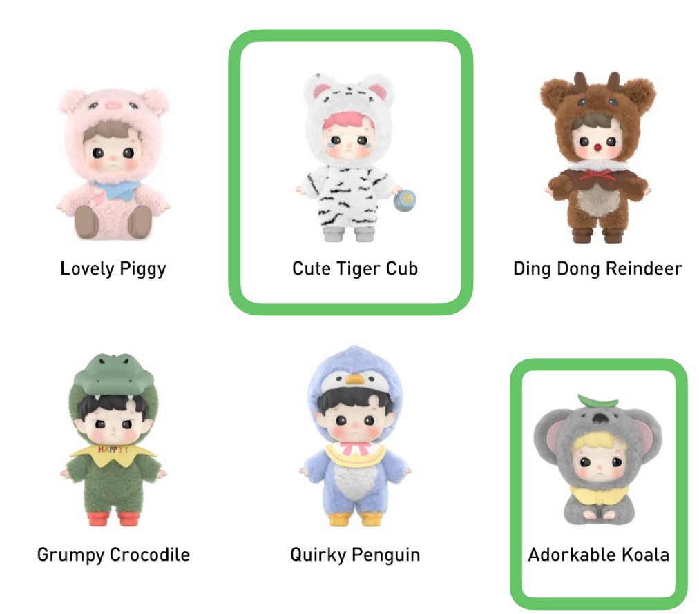 Adorkable Koala Cute Tiger Cub HACIPUPU Snuggle With You Series Figures ...