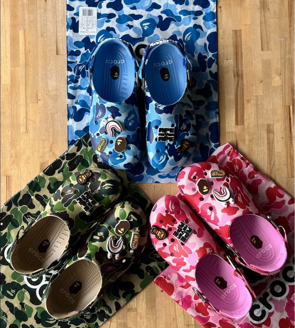 BAPE X CROCS ABC CAMO, Men's Fashion, Footwear, Casual shoes on Carousell