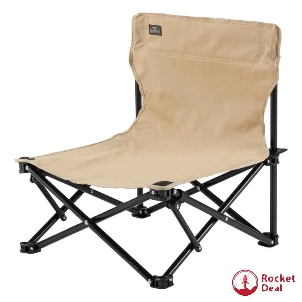 BUNDOK BD-117BE Low Chair Camping Compact Polyester Steel with Storage Case Beige, Sports ...