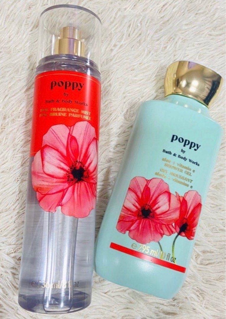 COMBO BATH & BODY WORKS POPPY FINE FRAGRANCE MIST & SHOWER GEL 295 ML ...