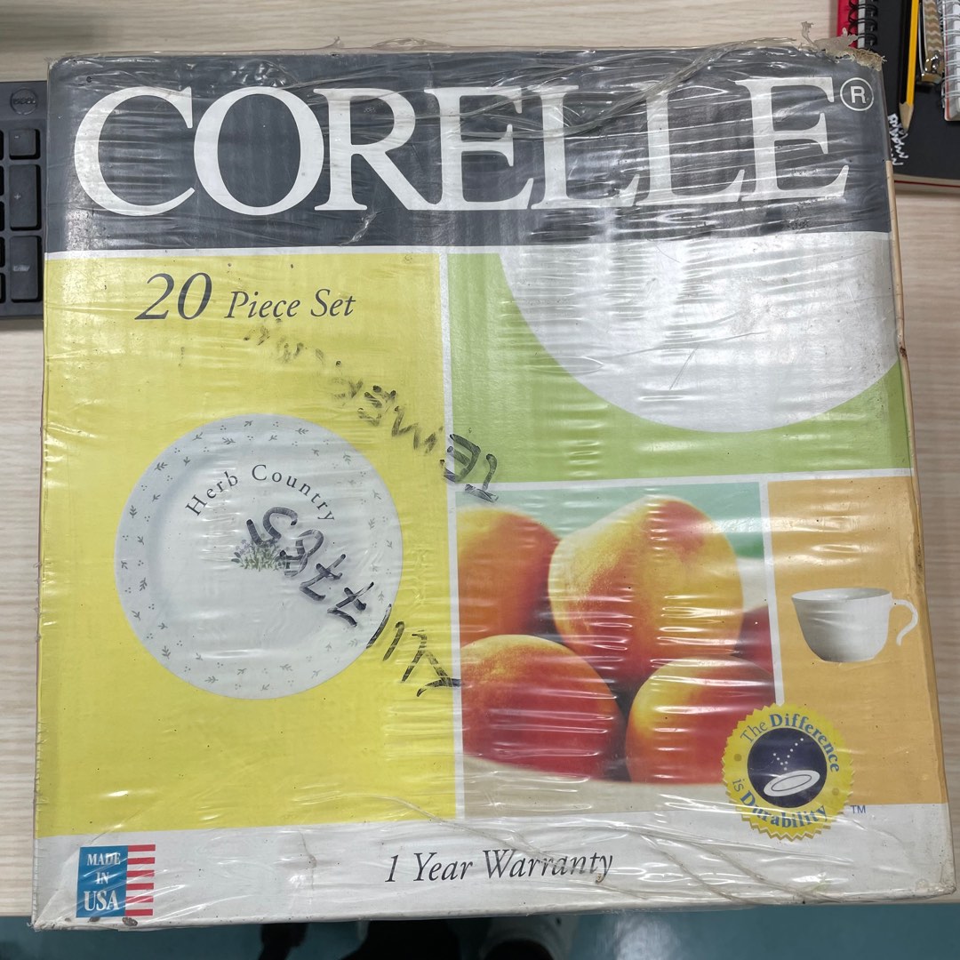 CORELLE 20 Piece Set Made in USA Corak Bunga Herb Country New Old Stock ...