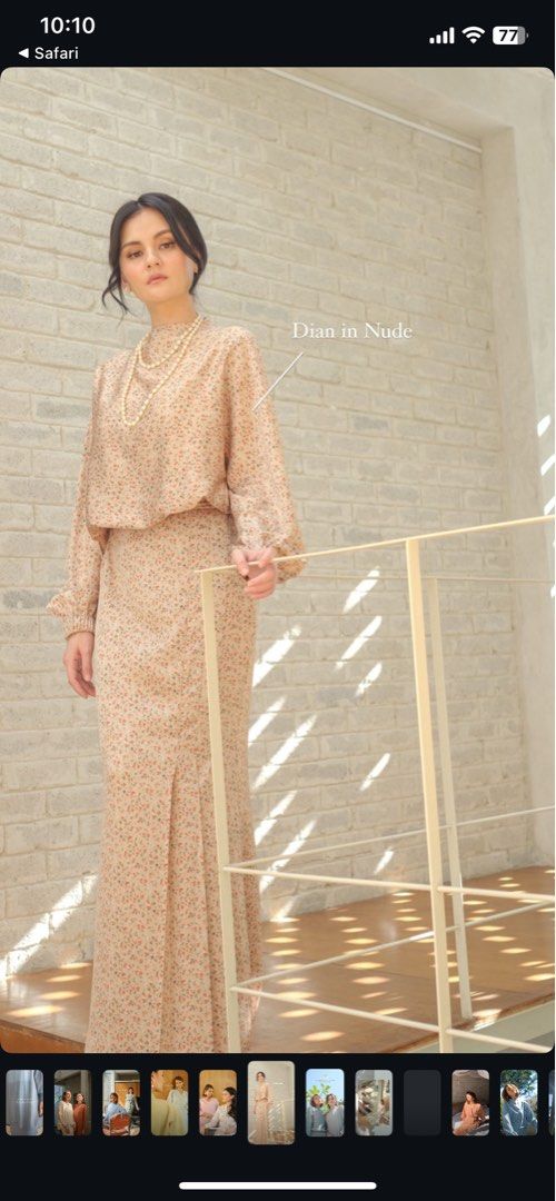 Dian Vintage Kurung In Nude Womens Fashion Dresses And Sets Traditional And Ethnic Wear On Carousell
