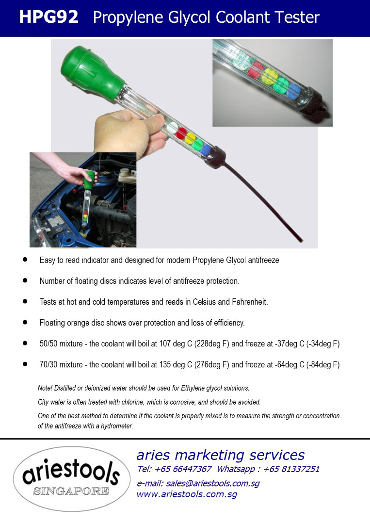 Engine coolant mixture tester. Coolant Antifreeze Hydrometer. Glycol ...