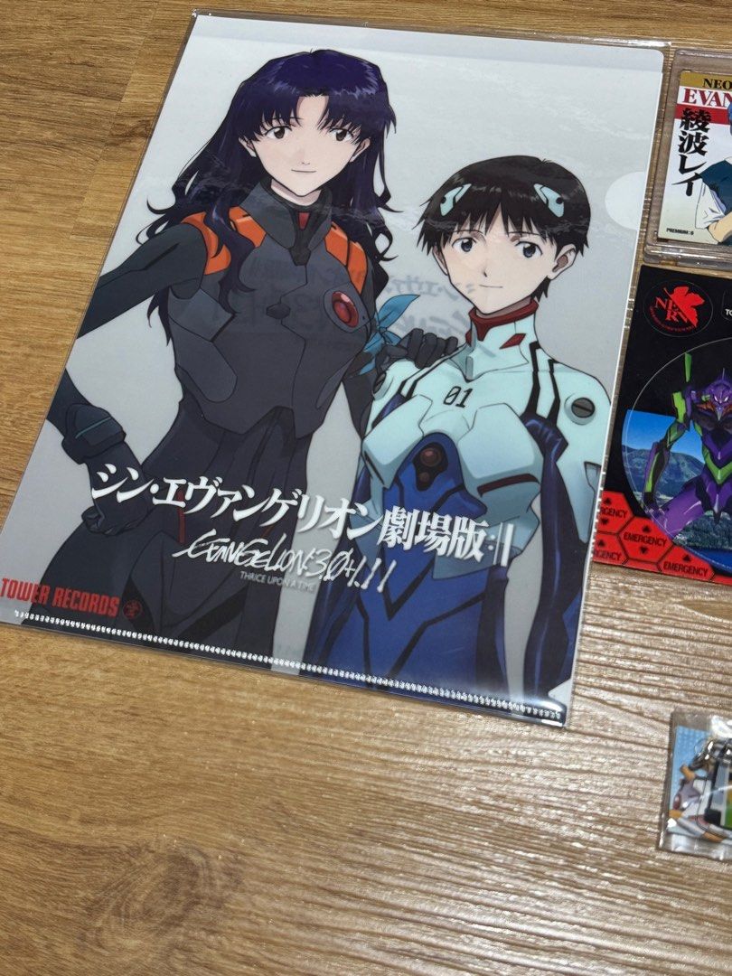 Evangelion Assorted Items (TOWER RECORDS Clear File, Stickers, Keychain ...