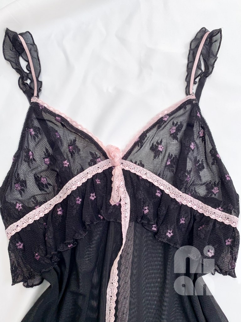 Frilly Black Mesh babydoll lingerie slip Dress, Women's Fashion ...