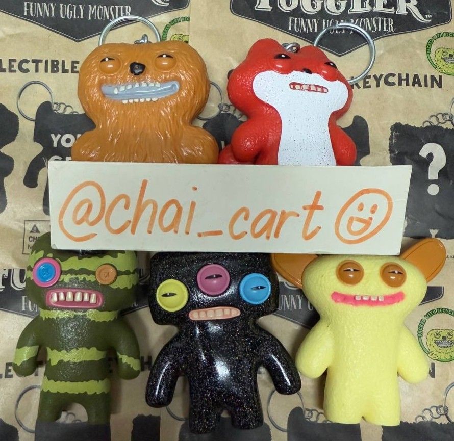 Fuggler Collectible Keychain with RARE ANNOYED ALIEN BLACK (SOLD AS SET ...