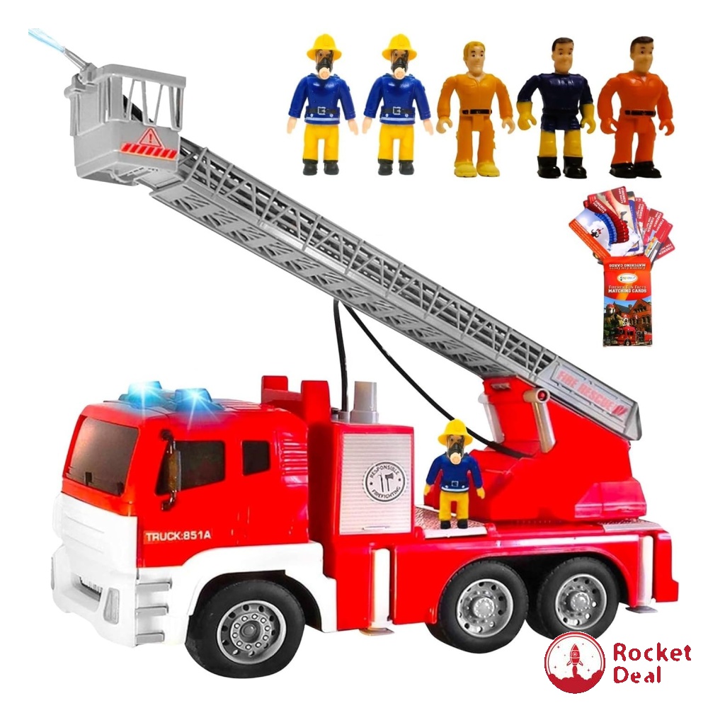 FUNERICA Interactive Fire Truck Featuring 5 Fireman with Water Hose on ...
