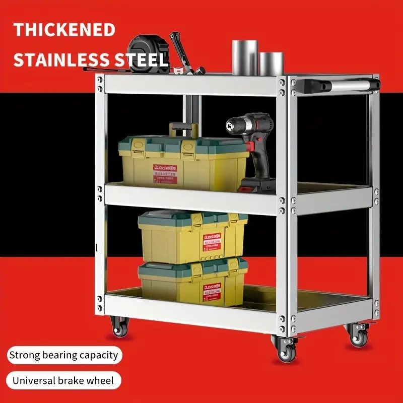 Heavy-Duty Stainless Steel Tool Cart - 3-Tier, Furniture & Home Living ...