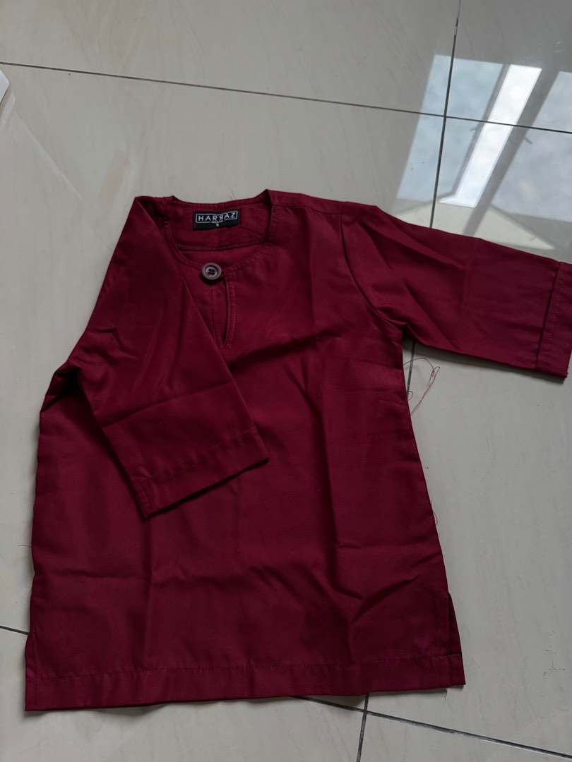 Kurta Harraz (Maroon) Kids Budak, Babies & Kids, Babies & Kids Fashion ...