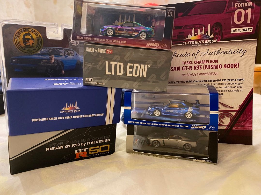 Mini GT / LTD EDN / 東京 / 東京改裝展/吉隆坡/ INNO Tokyo auto salon 25’ Inno64 GTR R34, GTR 50, R33入場券車 ...