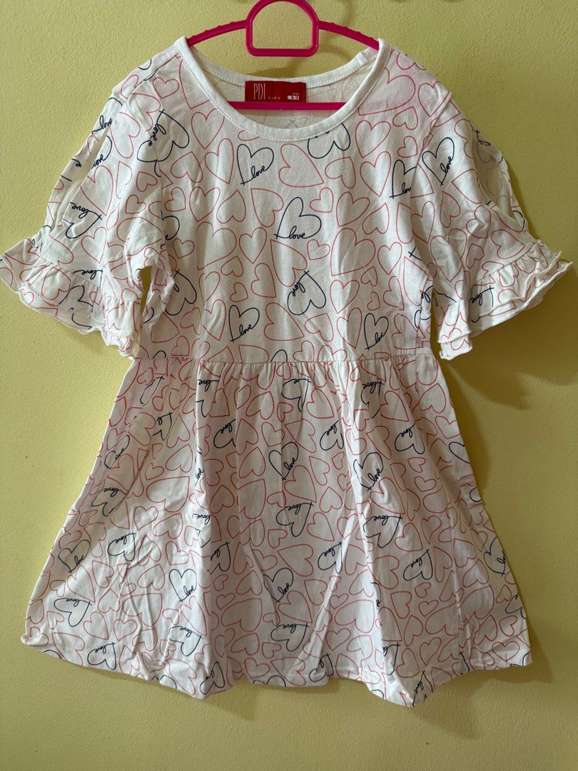Padini PDI Girls Dress in white with heart shape design (with slit on ...