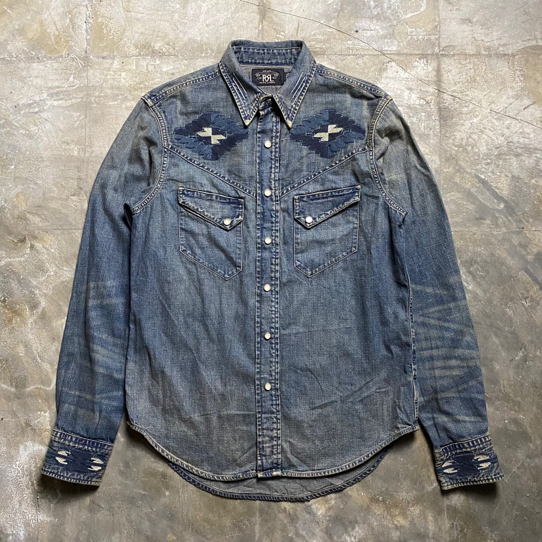 RRL Ralph Lauren Denim Patchwork Western Denim (Size S), Men's Fashion ...