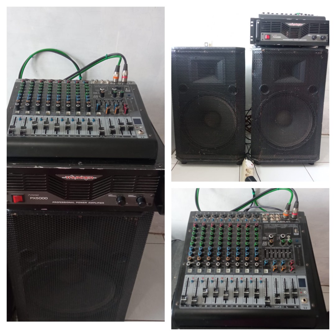Set Sound System Rumahan/ Speaker Rakitan Plus Tiang/ Mixer/ Ampli ...