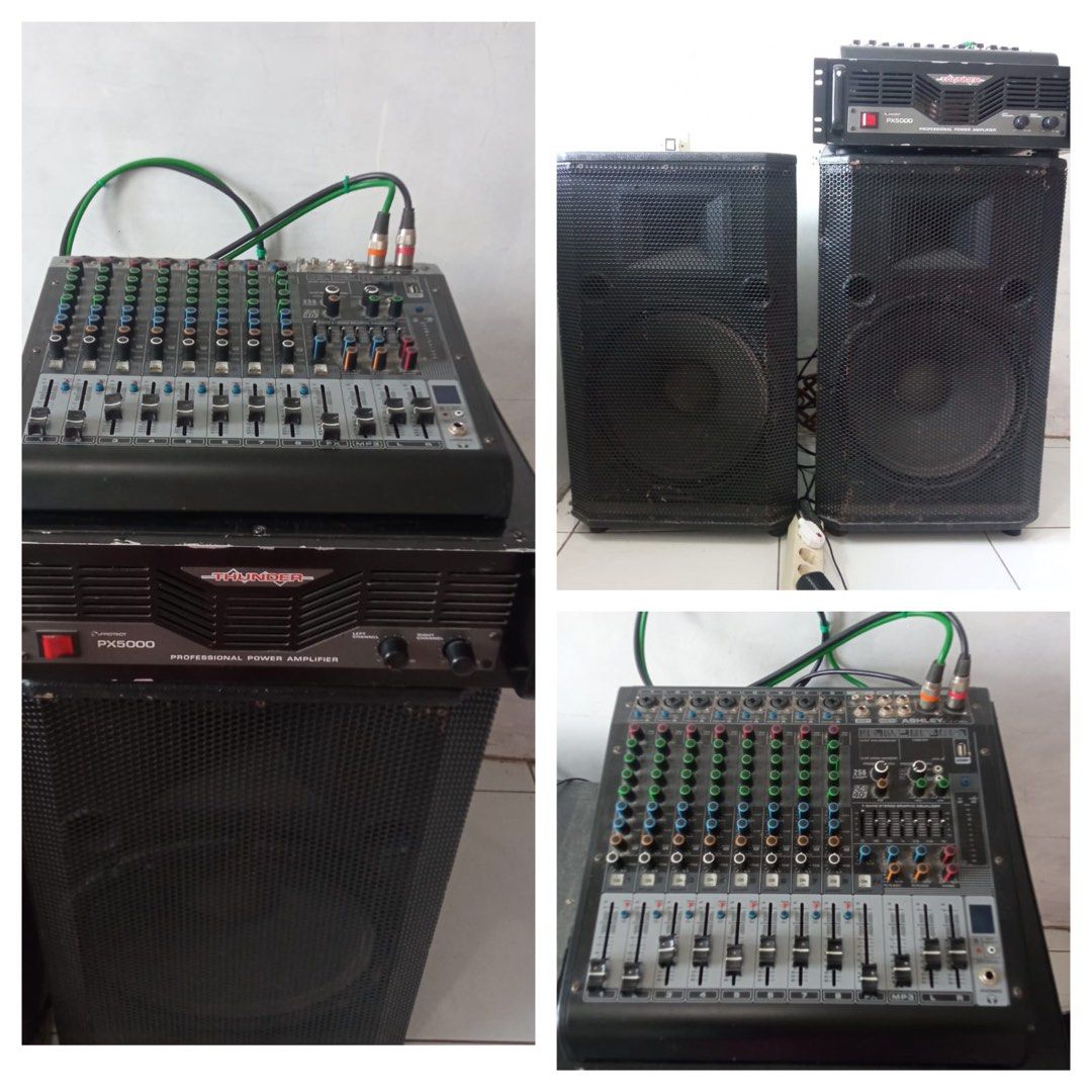 Set Sound System Rumahan/ Speaker Rakitan Plus Tiang/ Mixer/ Ampli ...