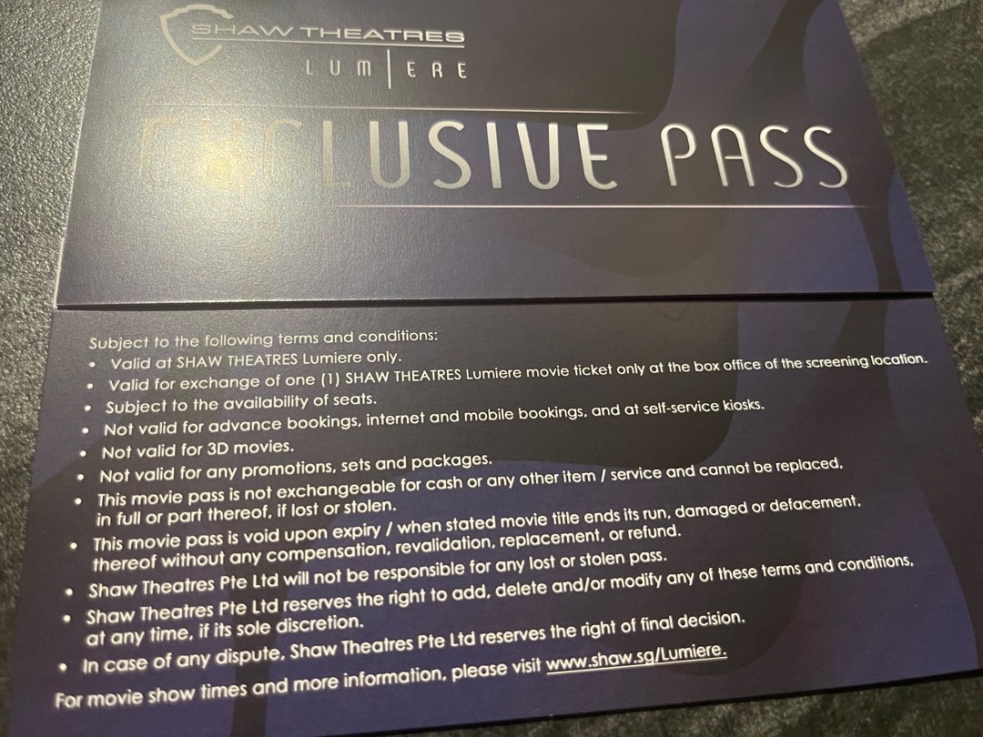 Shaw theatres Shaw lumiere movie ticket Shaw movie ticket, Tickets ...
