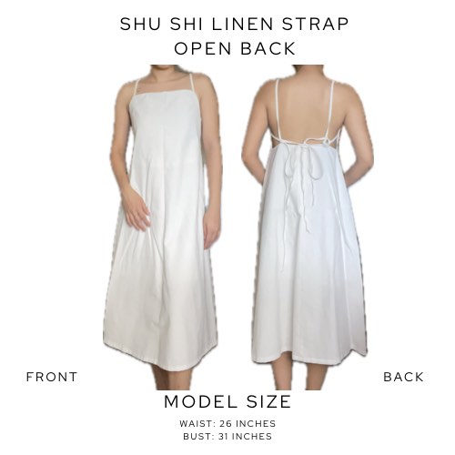 Shu shi linen strap open back, Women's Fashion, Dresses & Sets, Dresses on Carousell