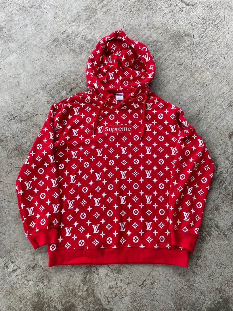 Supreme x Louis Vuitton Red Hoodie, Men's Fashion, Tops & Sets, Hoodies ...