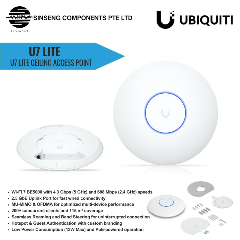 Ubiquiti Unifi U7 Lite Access Point - U7-Lite Dual-Band WiFi 7 Compact ...