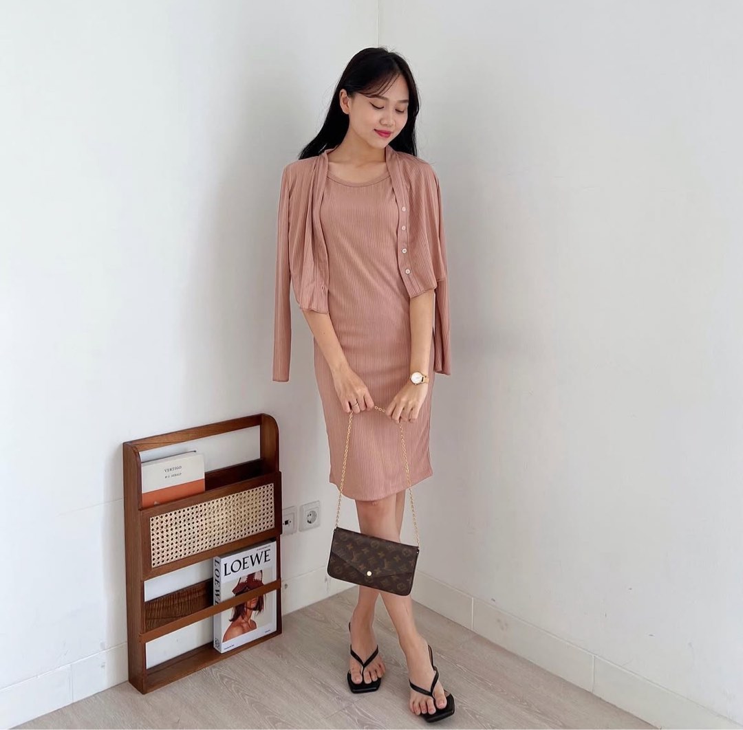 Vienviapparel - Ivy Set (Dress + Cardigan) in Mocca | Knit one set ...