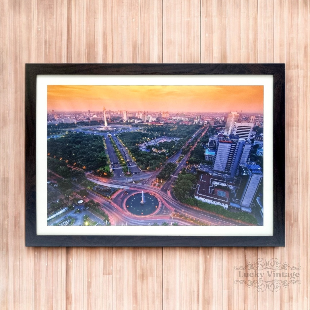 Vintage Poster Pusat Kota Jakarta Monas Bundaran HI Size Besar Frame ...