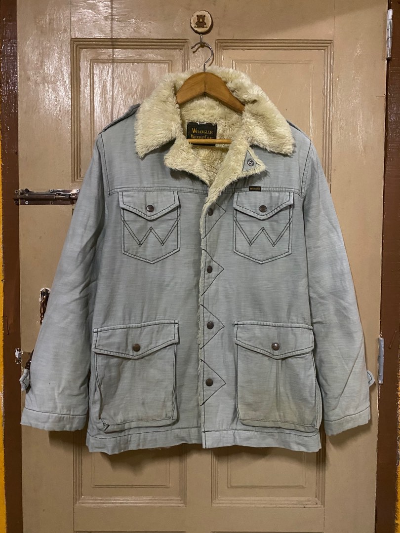 Vintage Wrangler Wrang Coat Sherpa-Lined Jacket - 90s Western Ranchwear ...