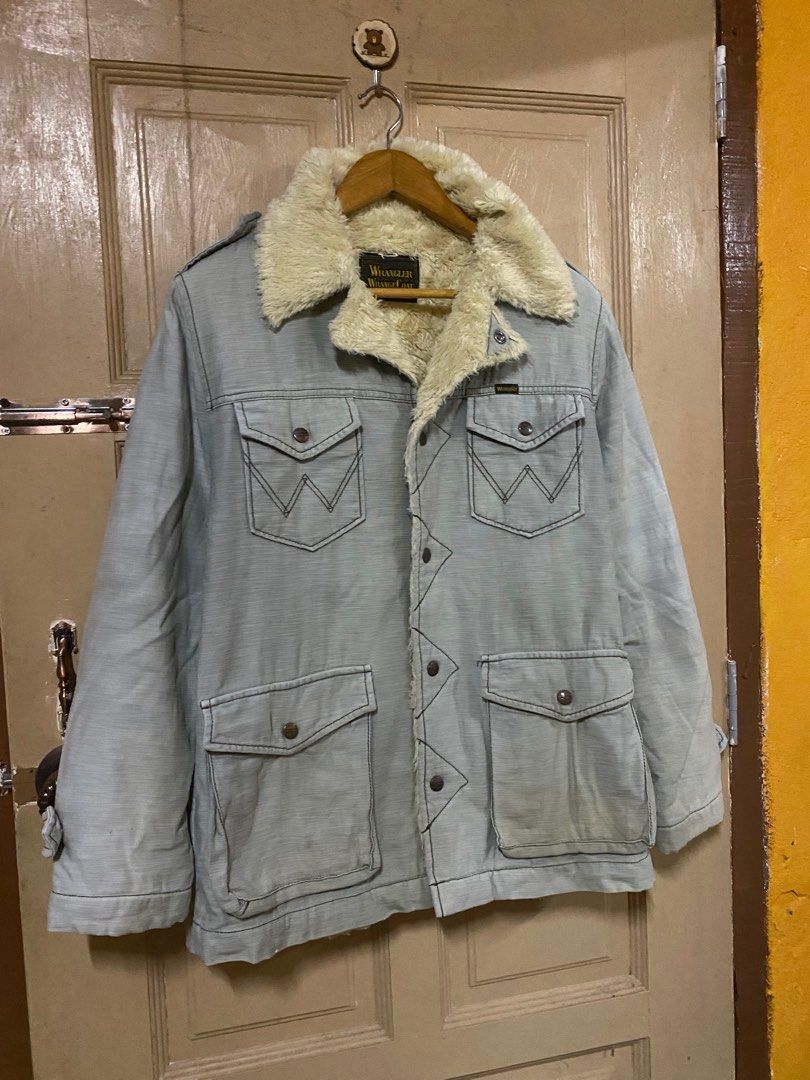 Vintage Wrangler Wrang Coat Sherpa-Lined Jacket - 90s Western Ranchwear ...
