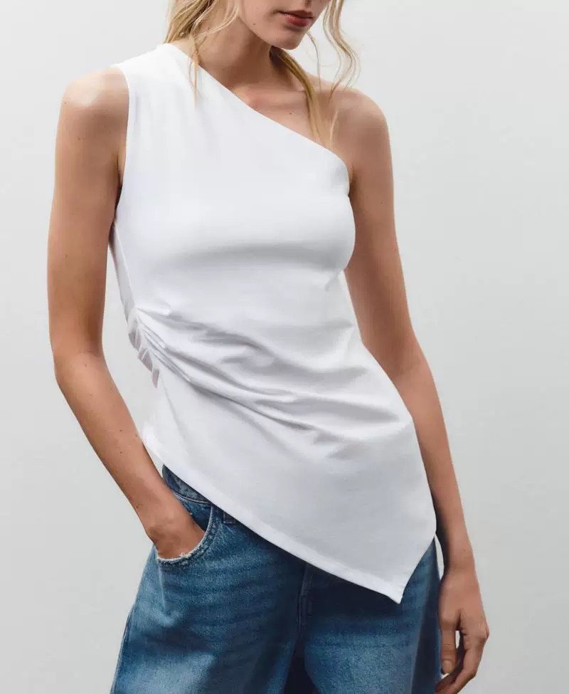 Zara asymmetrical toga top, Women's Fashion, Tops, Blouses on Carousell