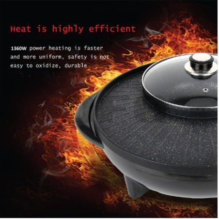 2 in 1 multi functional Bbq grill & steamboat cooker hotpot shabu roast ...