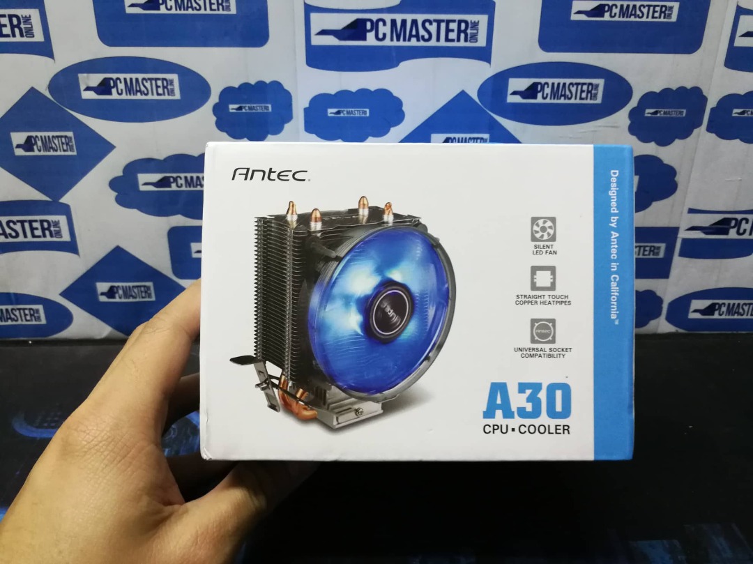 Antec A30 CPU Cooler, 92 mm Blue LED Fan Compatible with Intel and AMD ...