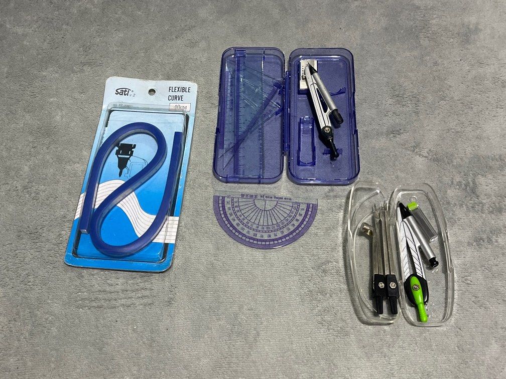 Assorted math stationary curve ruler set squares, Hobbies & Toys ...
