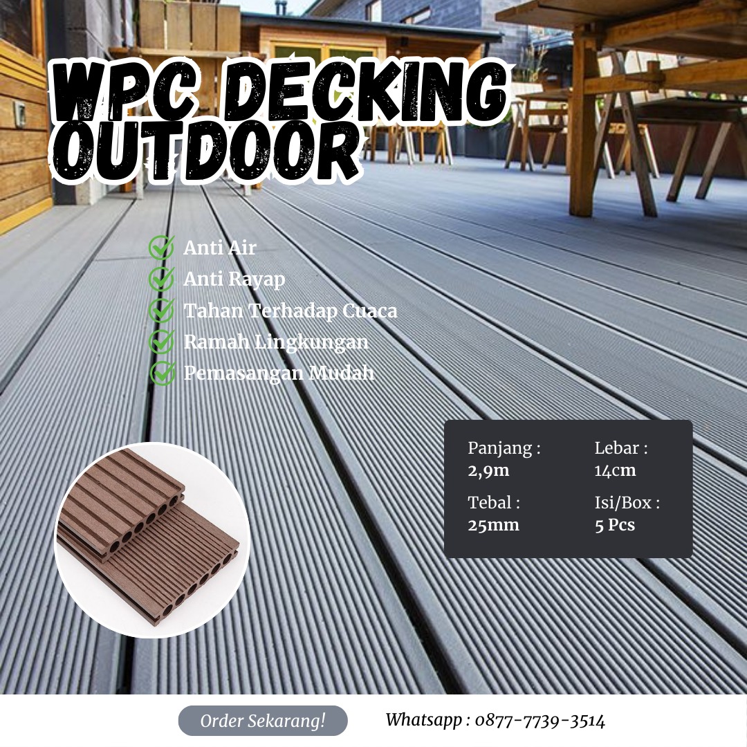 Decking Kayu Outdoor Lantai Yonghui Motif Garis Lurus Panjang 2,9m ...