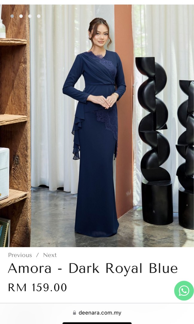 Deenara Amora Kurung - Navy Blue, Women's Fashion, Muslimah Fashion ...