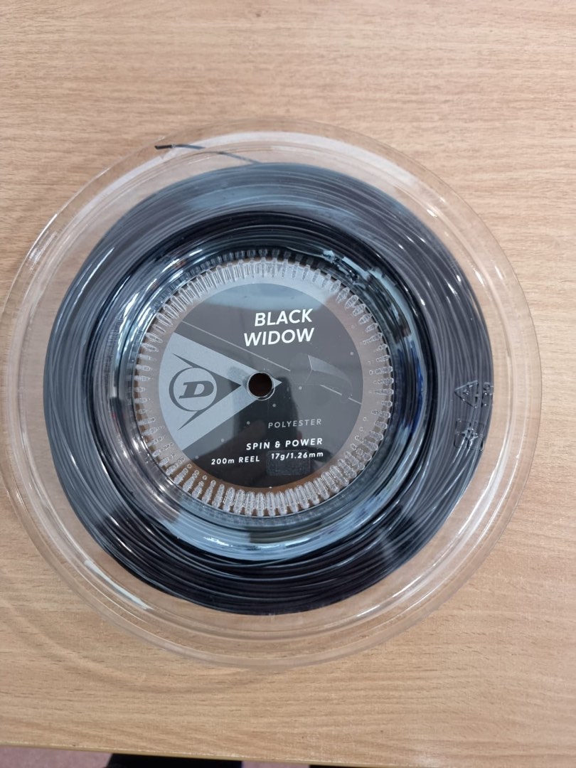 Dunlop black widow tennis poly strings 17/18G 200m, Sports Equipment ...