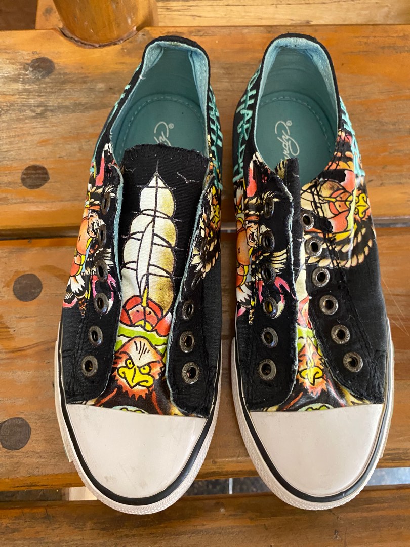 Ed hardy slip on, Women's Fashion, Footwear, Sneakers on Carousell