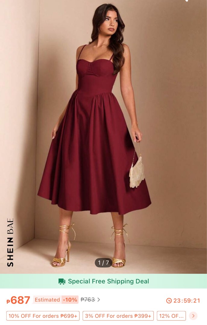 Flowy Maroon Red Dress, Old Money Vibe, Women's Fashion, Dresses & Sets ...